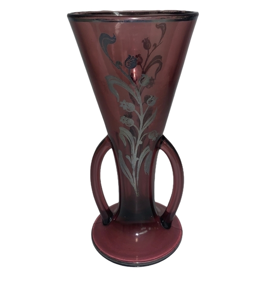 imperial | Dining | Imperial Glass Sliver Floral Design Vase | Poshmark